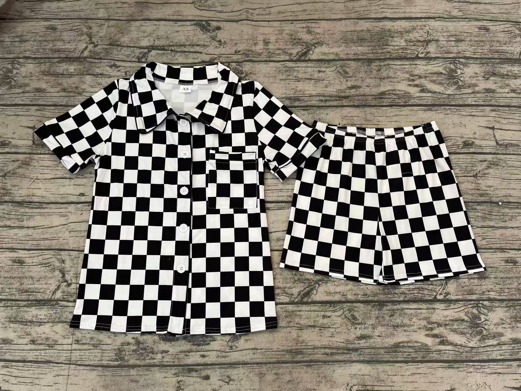 GSSO1536 adult women checkerboard long sleeve pajamas adult 202411 pre ...